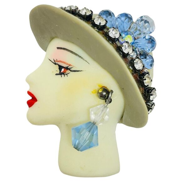 Unbranded | Jewelry | Vintage 8s Flapper Art Deco Style Ladies Face ...